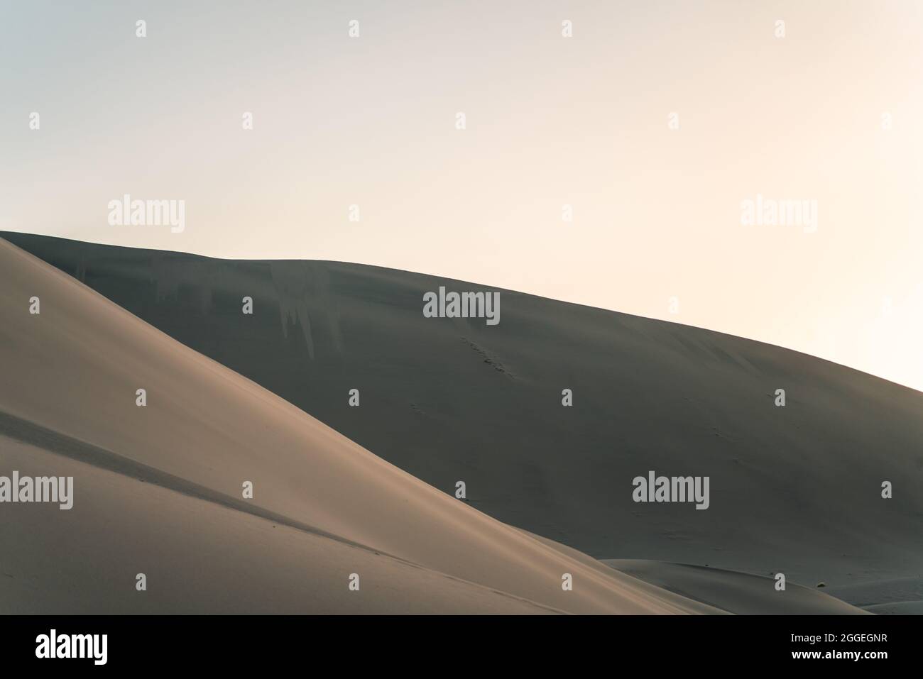 Sunset view of the landscape of desert in Dunhuang, China Stock Photo ...