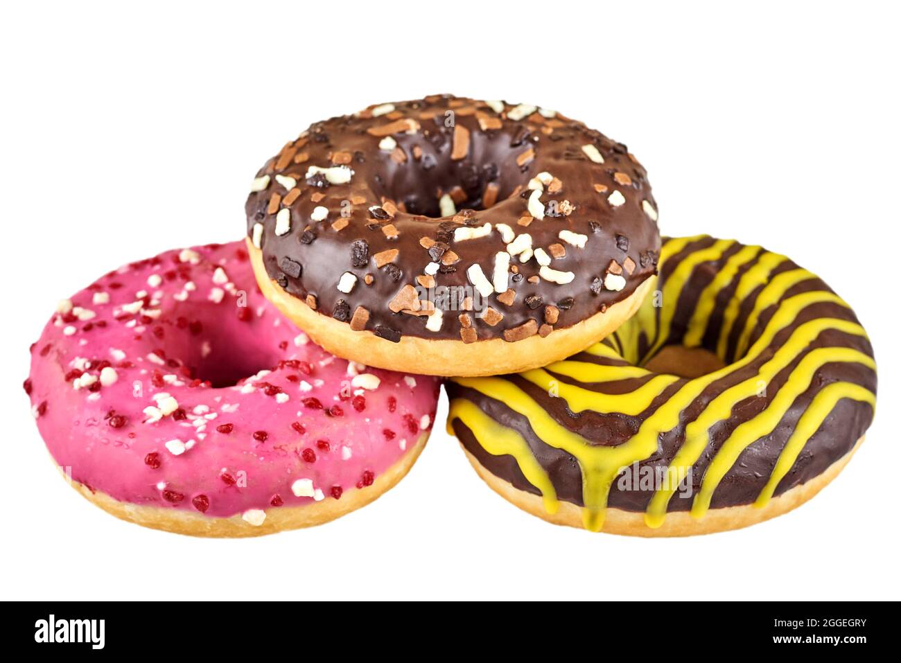 Three donuts isolated on a white background Stock Photo - Alamy