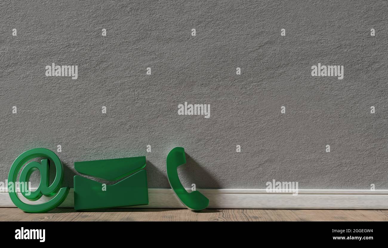 Business contact icons in magenta. phone, email and address 3D ...