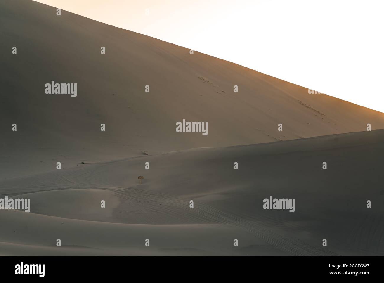Sunset view of the landscape of desert in Dunhuang, China Stock Photo ...