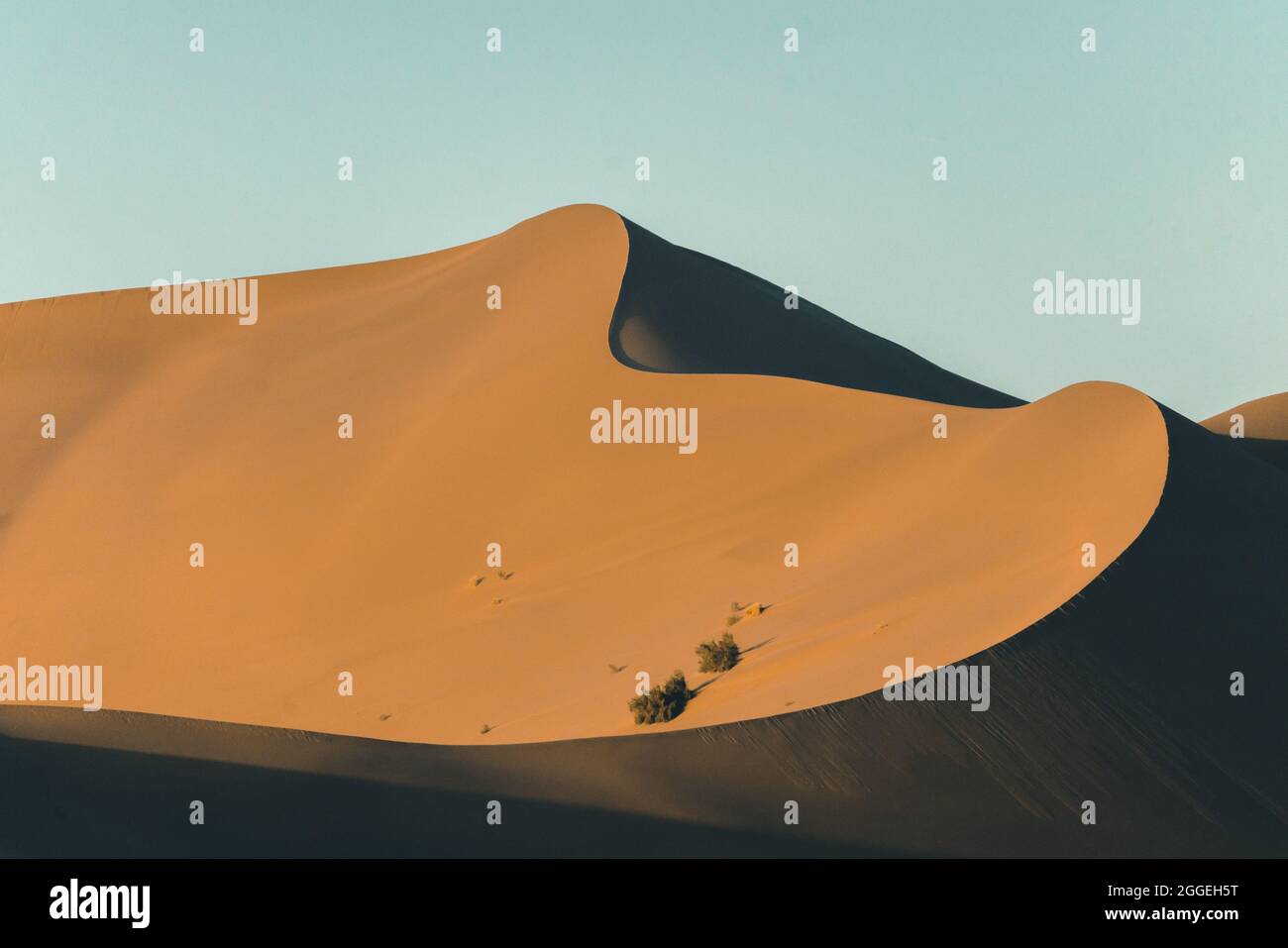 Sunset view of the landscape of desert in Dunhuang, China Stock Photo ...