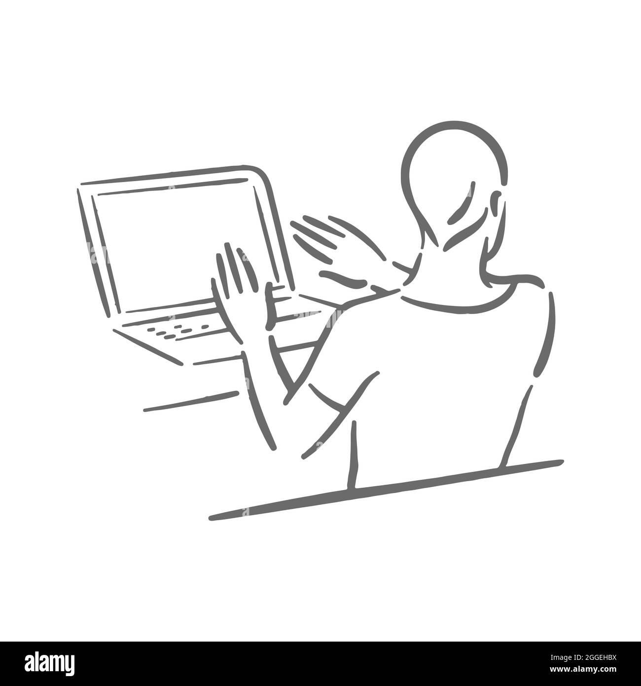 Upset stressed person with laptop on work Stock Vector Image & Art - Alamy