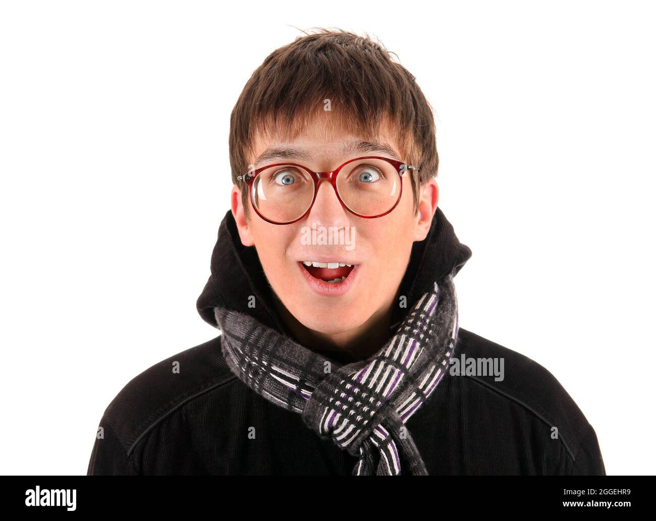 Funny Young Man in the Coat Isolated on the White Background Stock ...