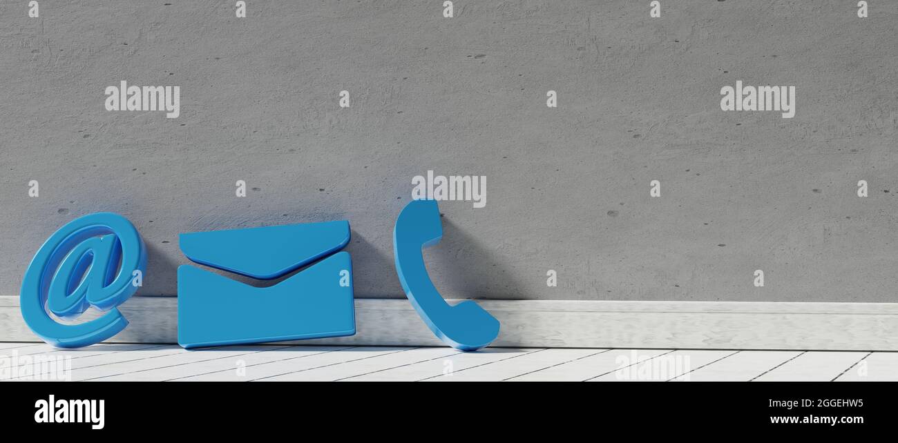 Business contact icons in magenta. phone, email and address 3D ...