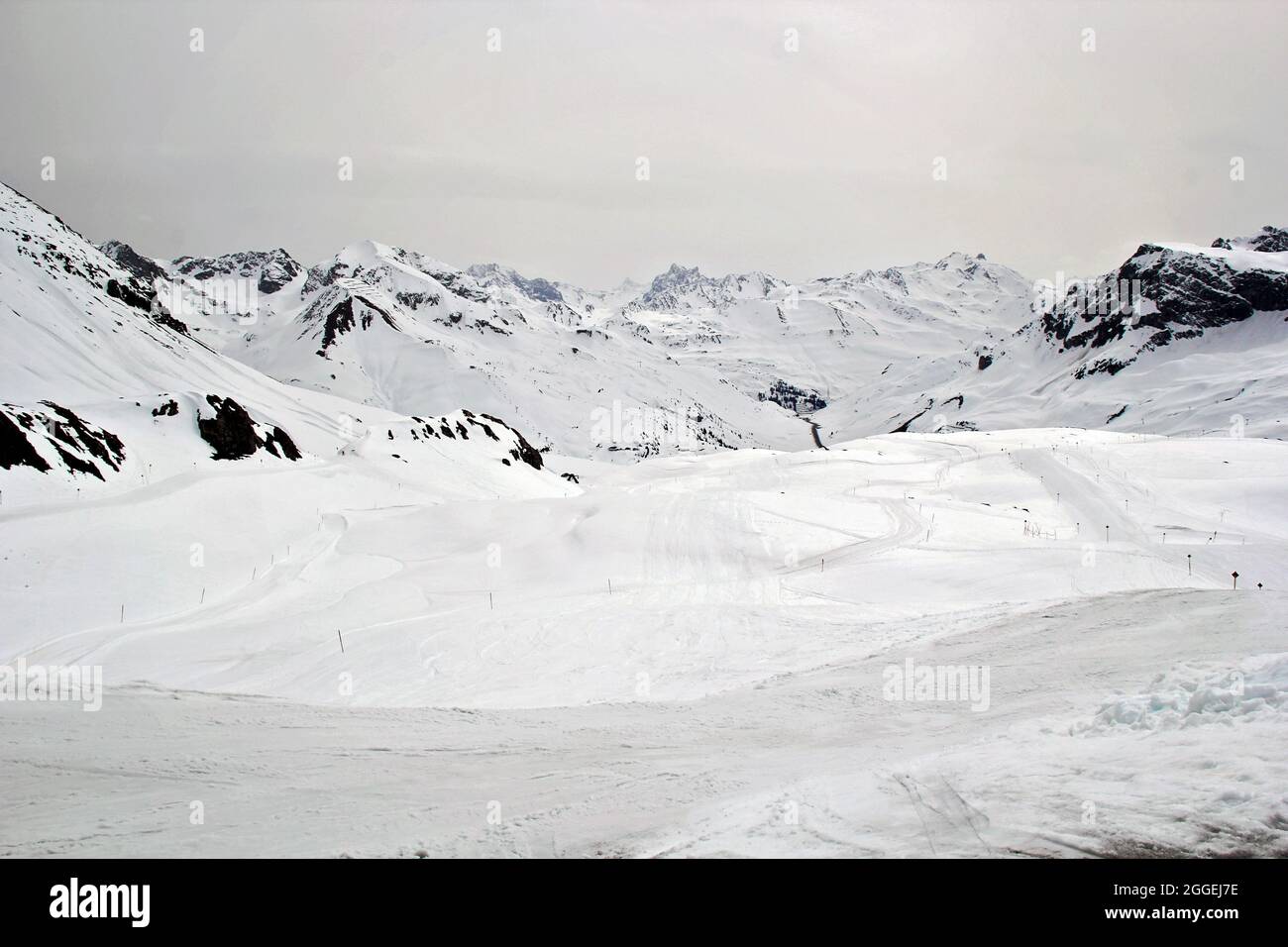 Ski Piste at Arlberg Mountain Peak in Winter Stock Photo - Alamy