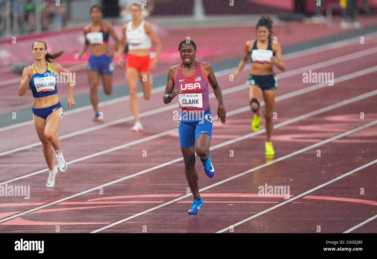Breanna Clark from USA winning 400m during athletics at the Tokyo ...