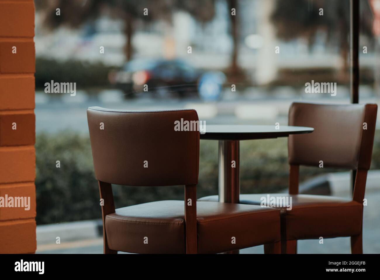 Empty Outdoor Restaurant Café with Street View Table and Chairs for Two ...