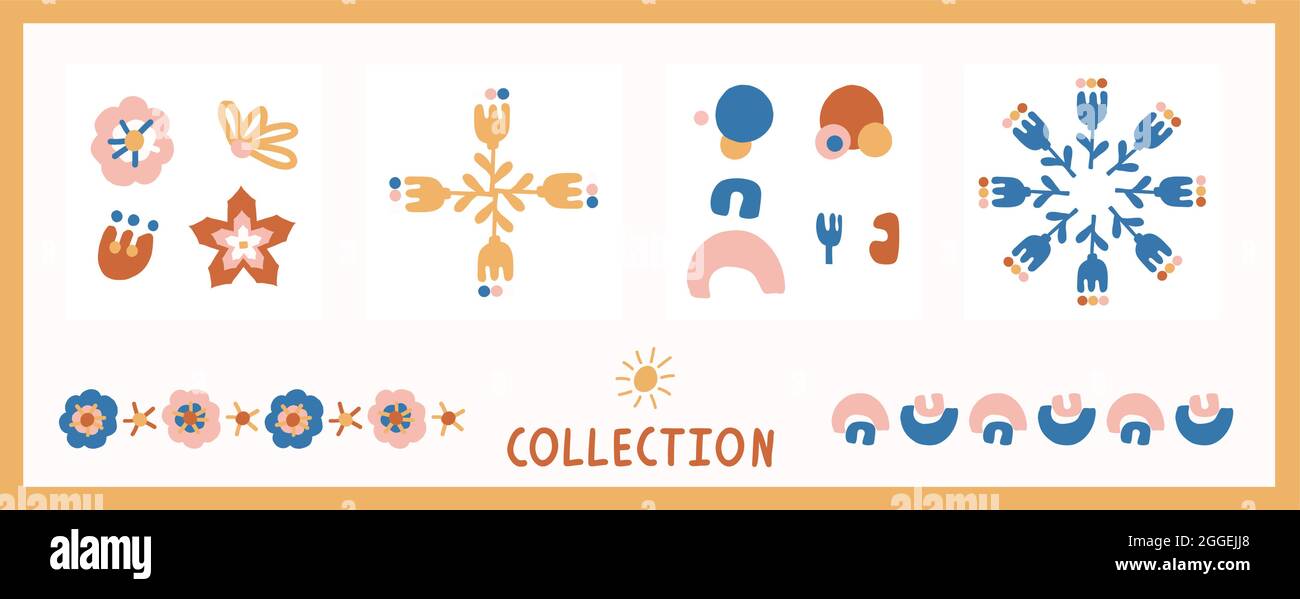 Whimsical henri matisse style cut out shape pattern set. Seamless ...