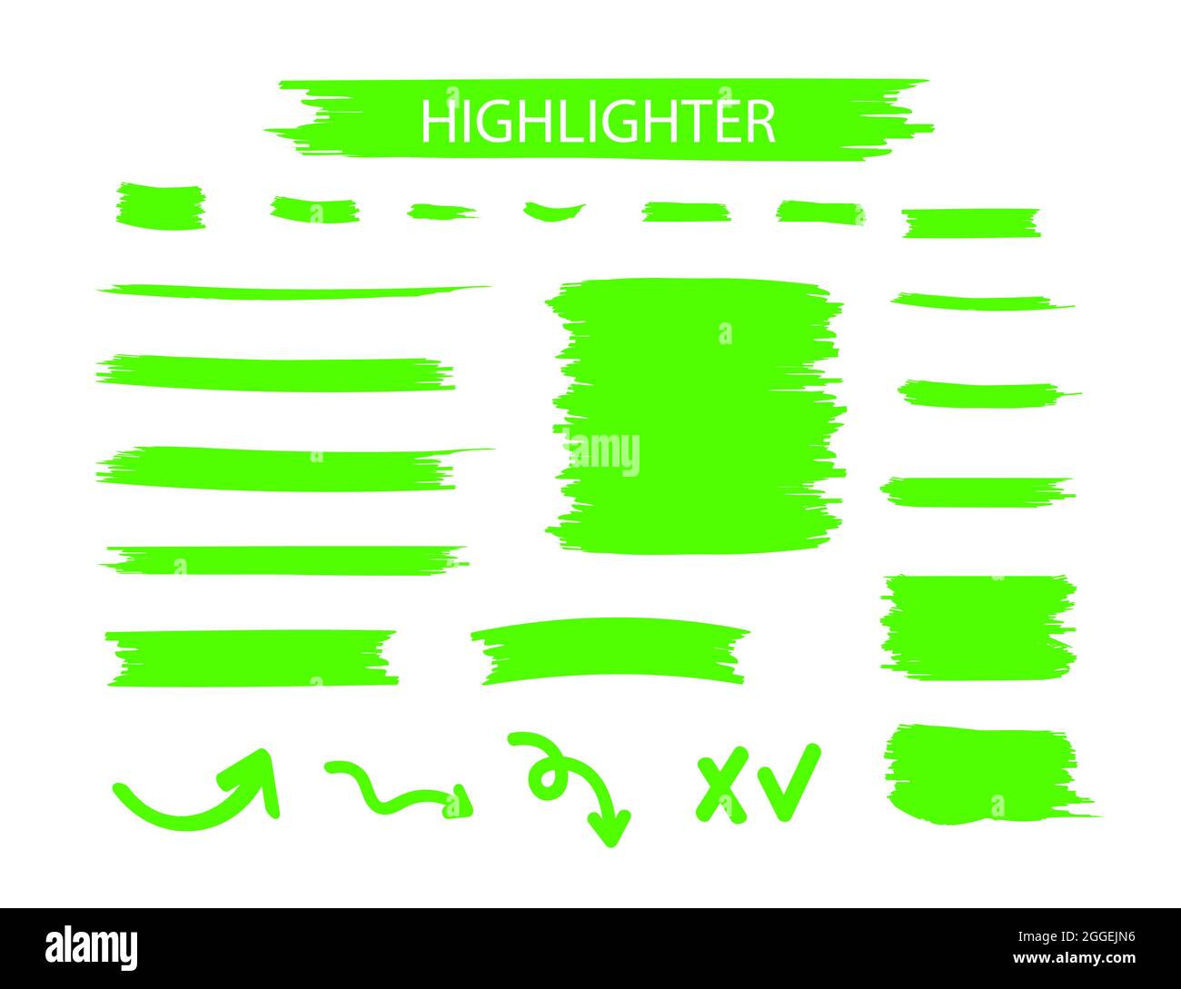 Green Highlighter Marker Strokes. Yellow watercolor hand drawn ...