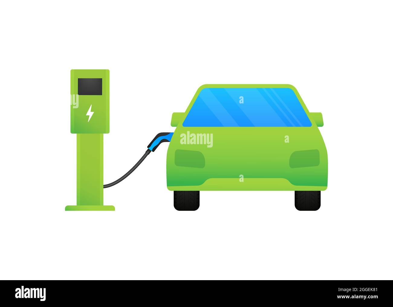 Electric car charging. EV station. Vehicle standing Stock Vector Image ...