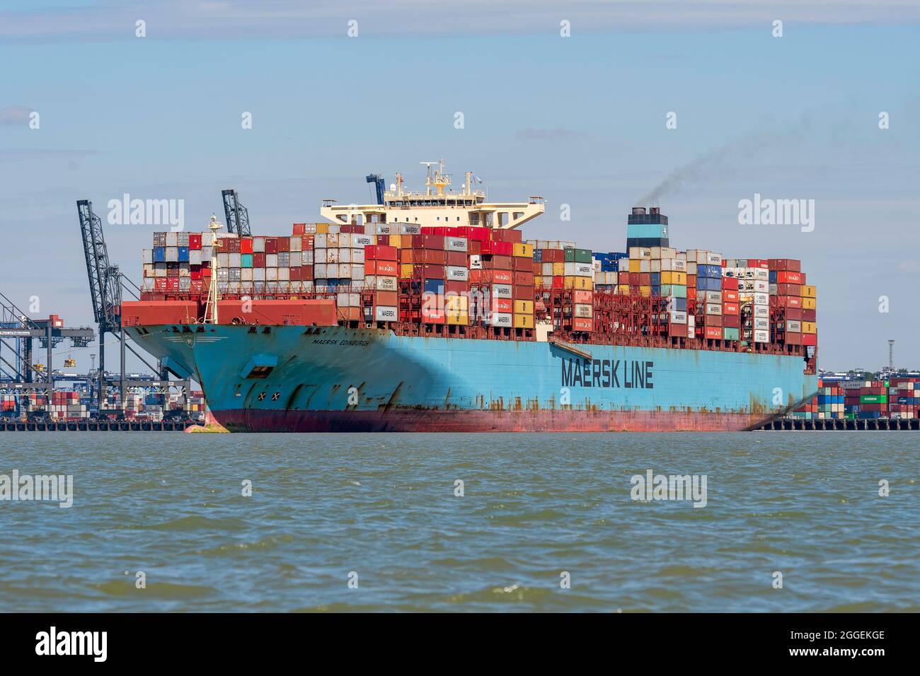 The post-Panamax container ship Maersk Edinburgh at Felixstowe - July ...