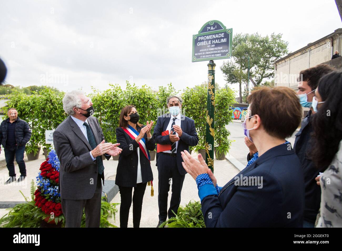 Pierre Joxe, Anne Hidalgo, Jean-Yves Halimi during inauguration of the ...