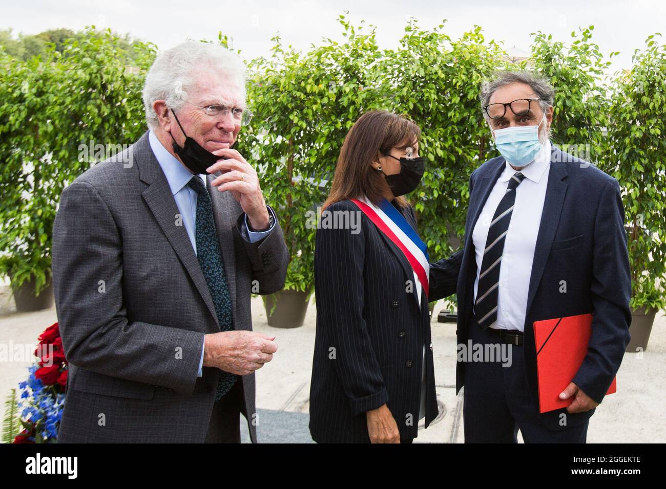Pierre Joxe, Anne Hidalgo, Jean-Yves Halimi during inauguration of the ...