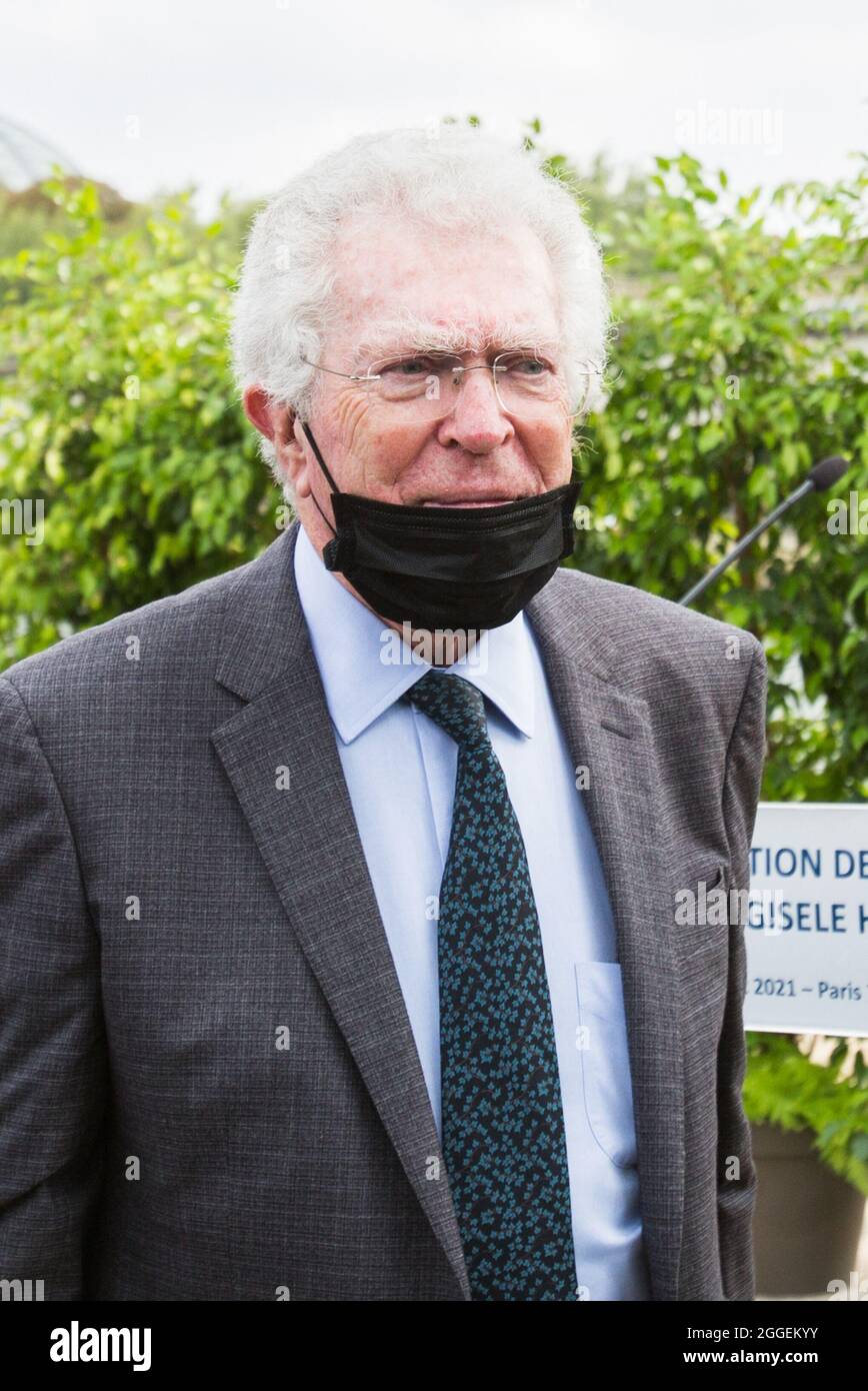 Pierre Joxe during inauguration of the promenade Gisele Halimi on the ...