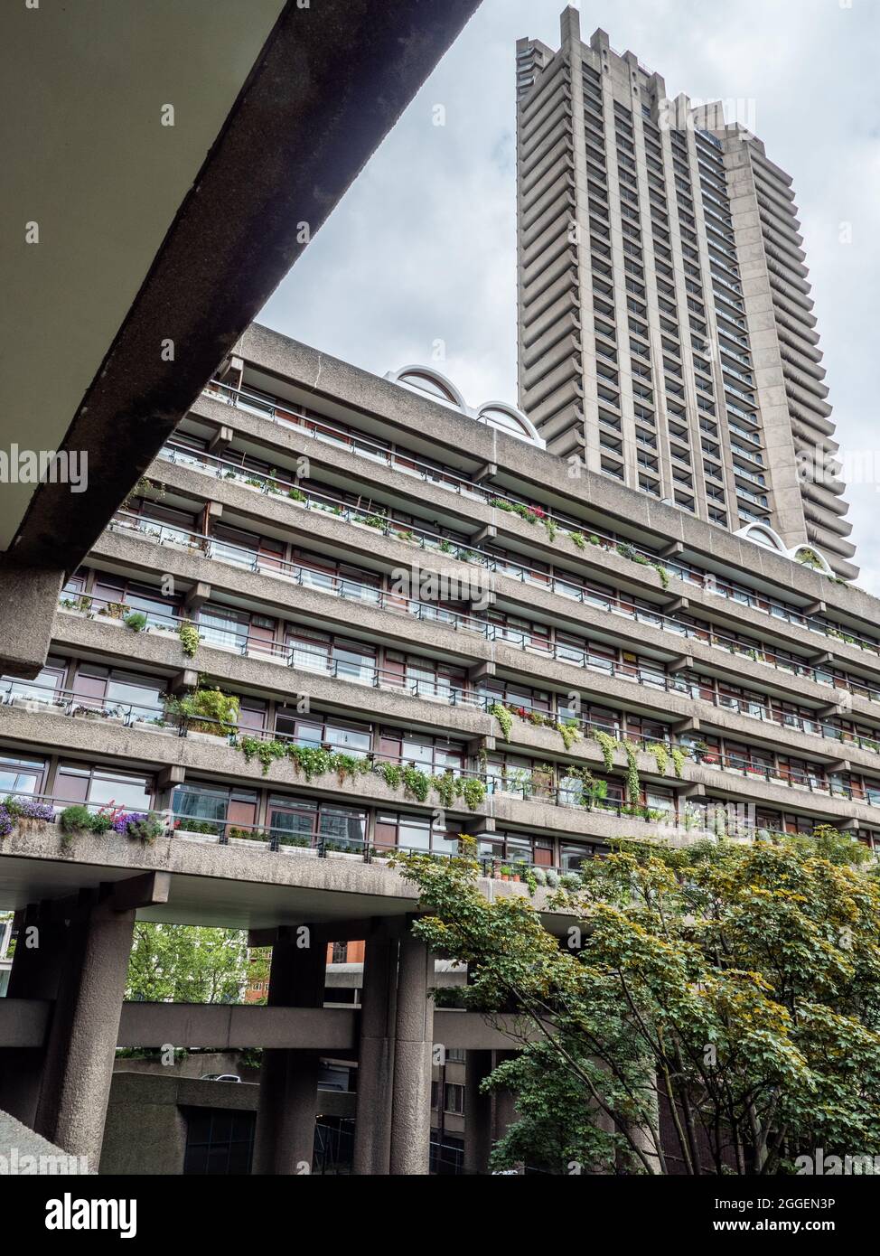 The iconic brutalist architecture of the Barbican Estate in the heart ...
