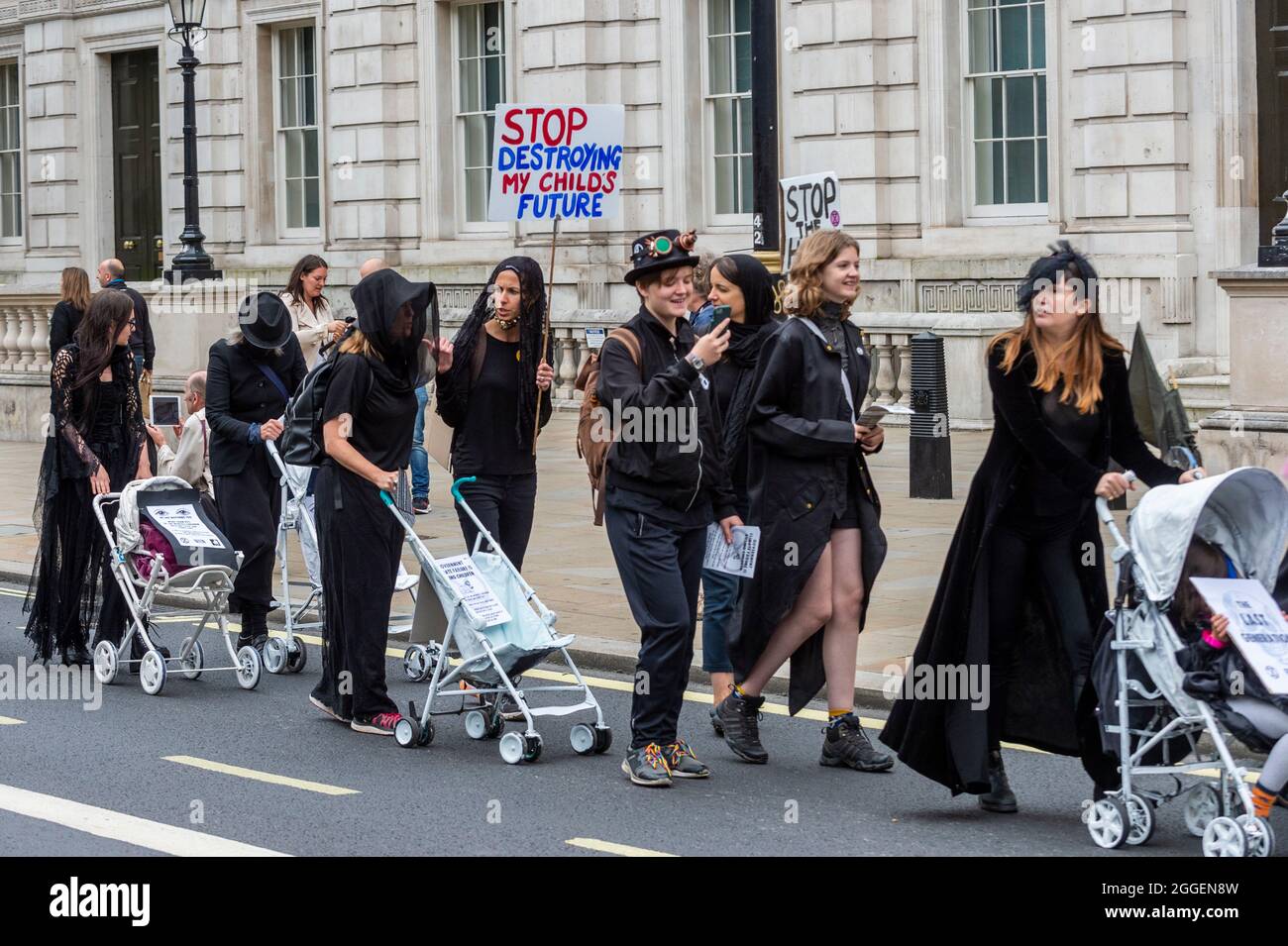London, UK. 31 August 2021. Climate activists from Extinction Rebellion ...