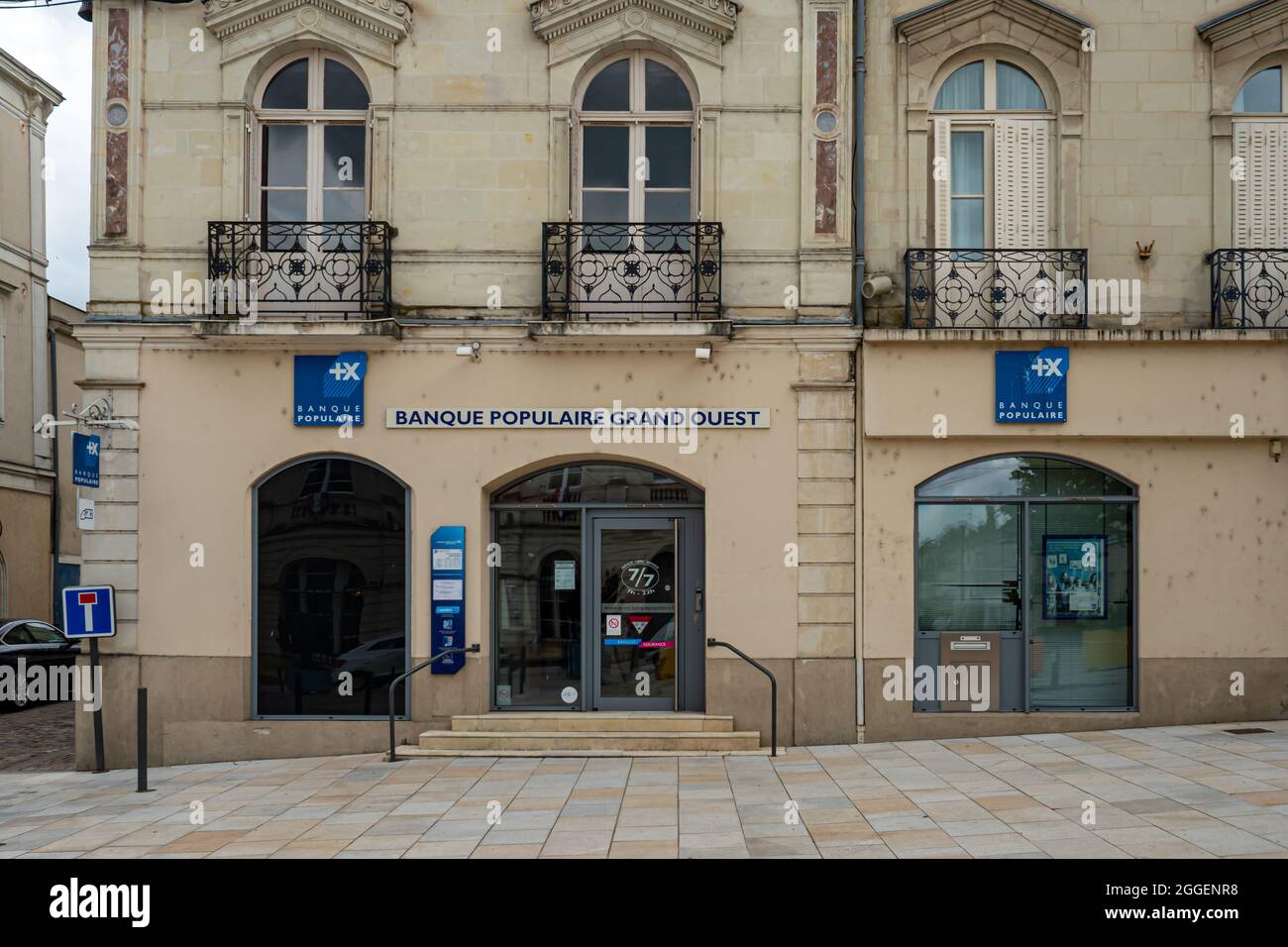 SABLE, FRANCE - Jul 22, 2021: The facade with logo and signage of ...