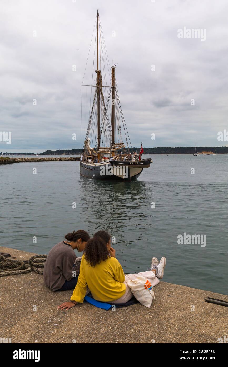 Queen Galadriel ship in Poole Harbour, Dorset UK in August Stock Photo ...