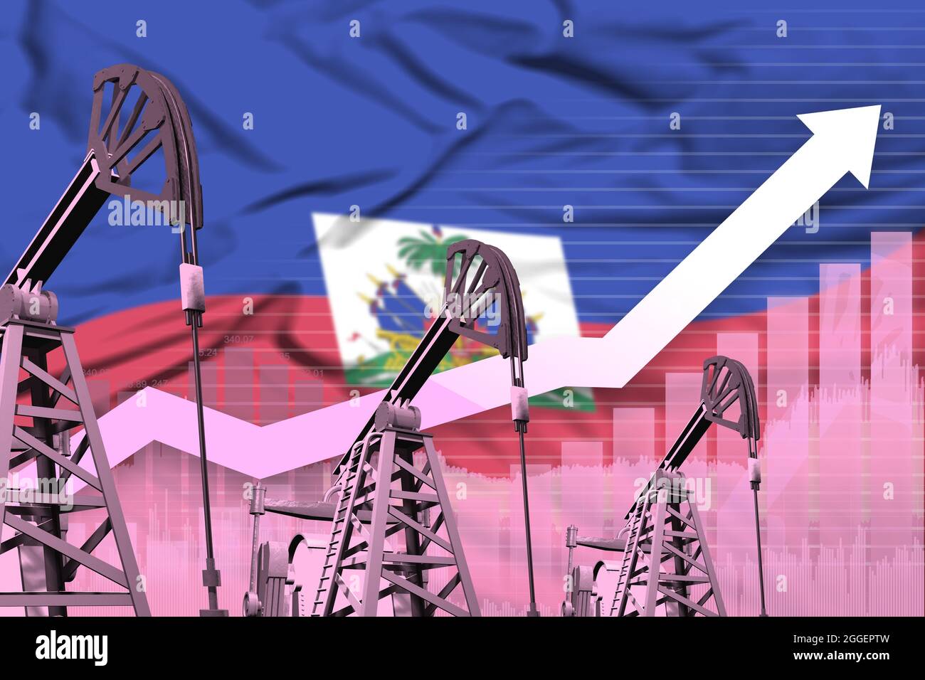 Haiti oil industry concept, industrial illustration - rising up chart ...