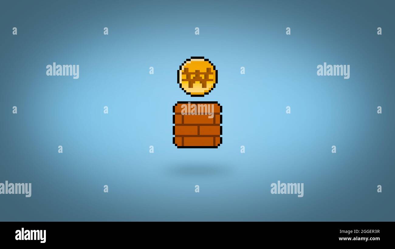 Pixel 8 bit coin South Korean Won from gaming block - high res 4k ...
