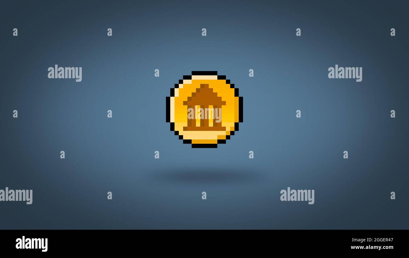 Pixel 8 bit government bond coin - high res 4k background Stock Photo ...