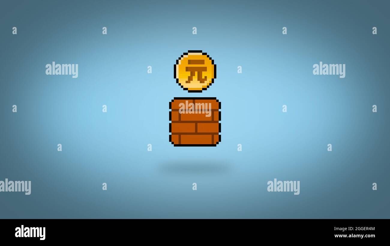 Pixel 8 bit Chinese Yuan coin from gaming block - high res 4k ...