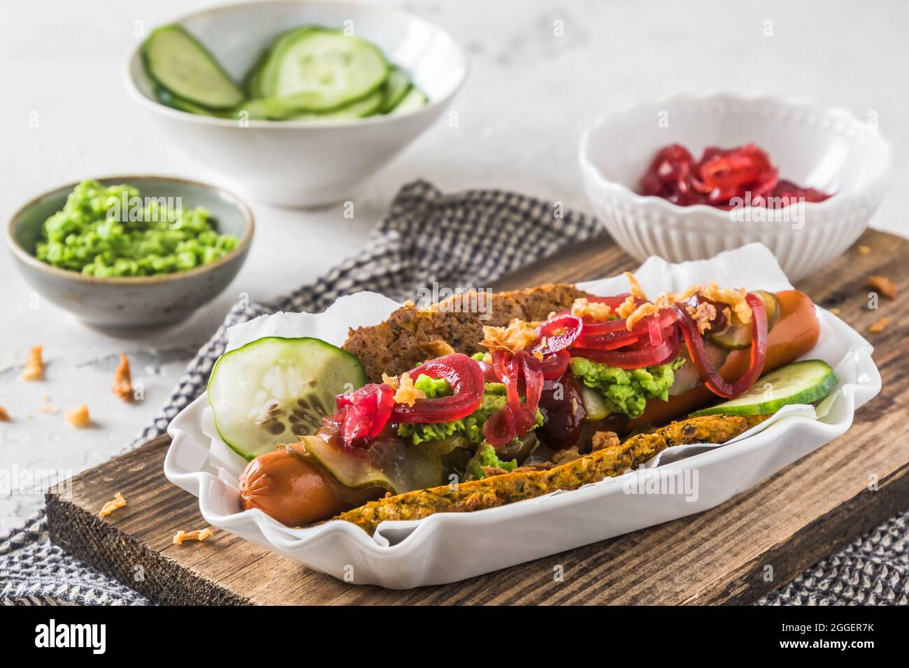 Homemade healthy vegetarian hot dog with flatbread made from vegetables ...