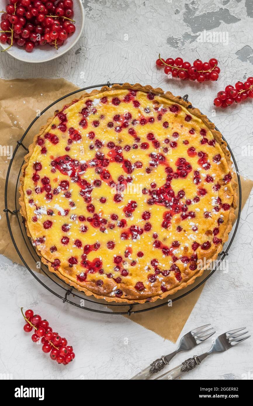 Homemade red currant pie on white background Stock Photo - Alamy