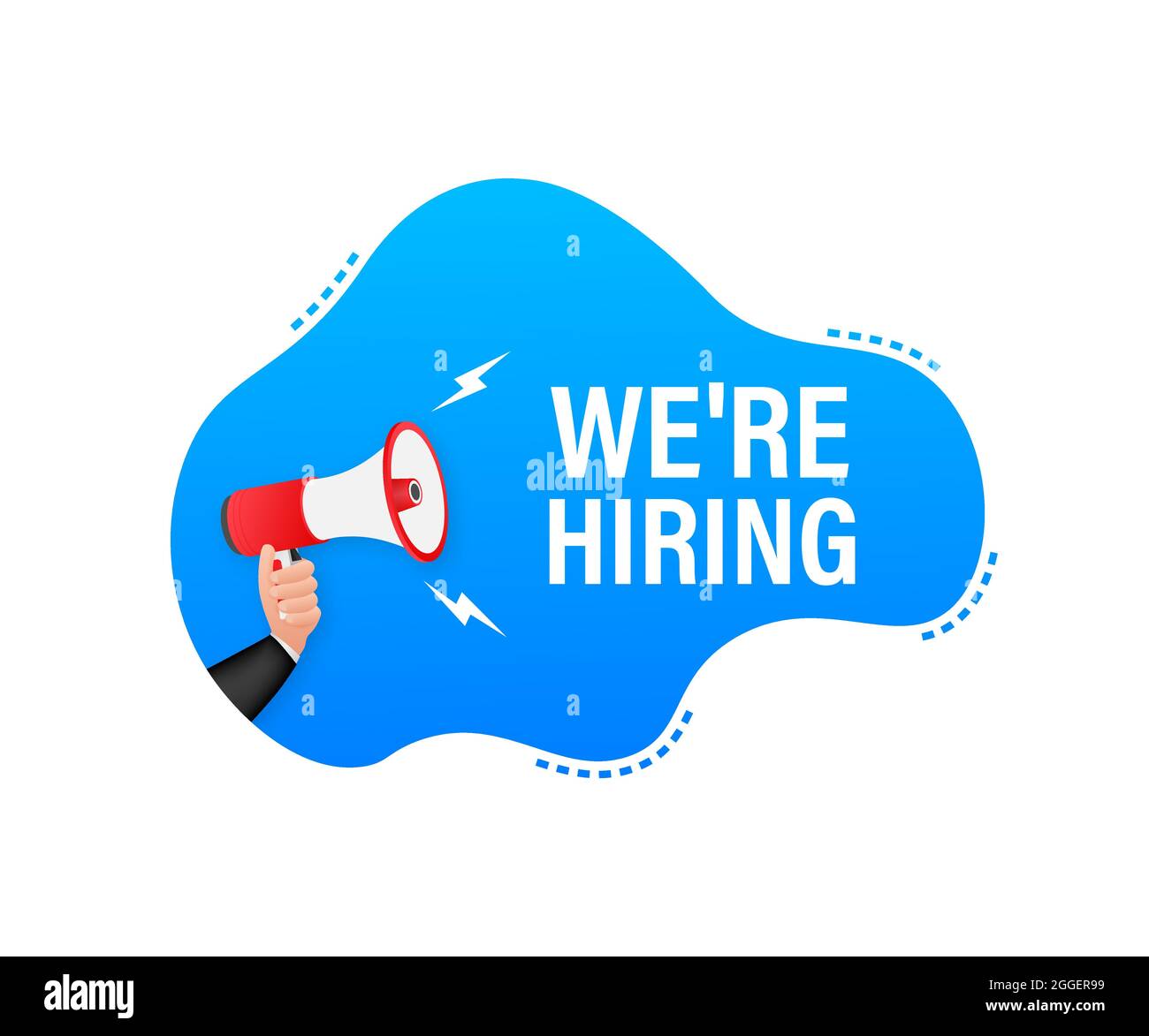 Megaphone label with we are hiring. Megaphone banner Stock Vector Image ...