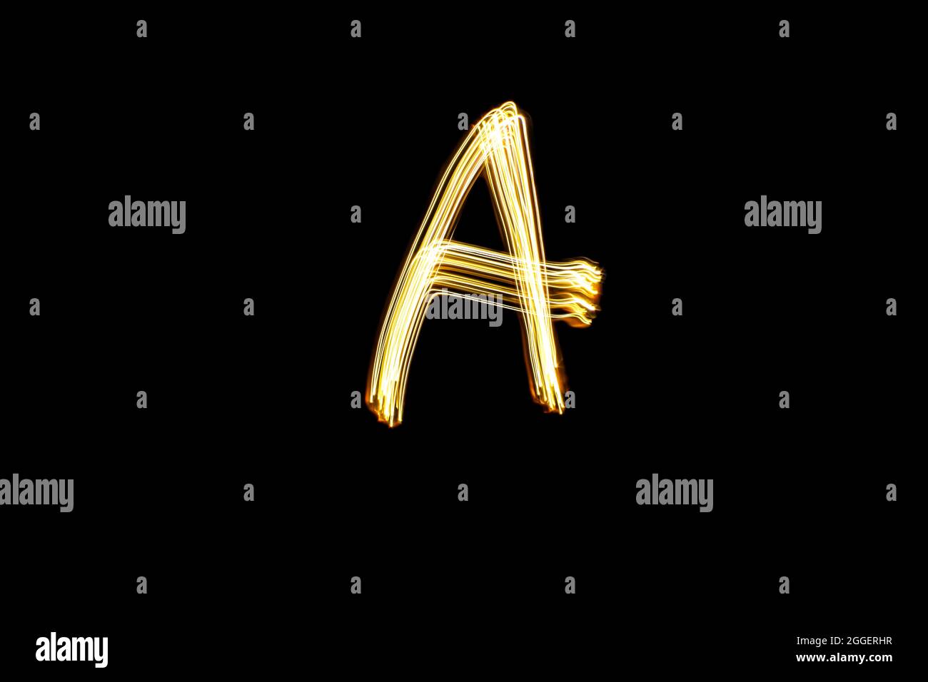 Letter A. Light painting alphabet. Long exposure photography. Drawn ...