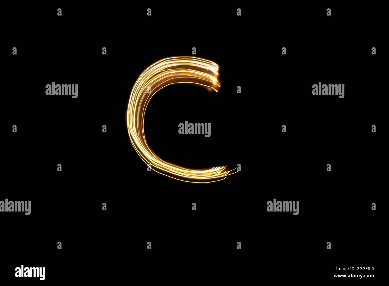 Letter C. Light painting alphabet. Long exposure photography. Drawn ...