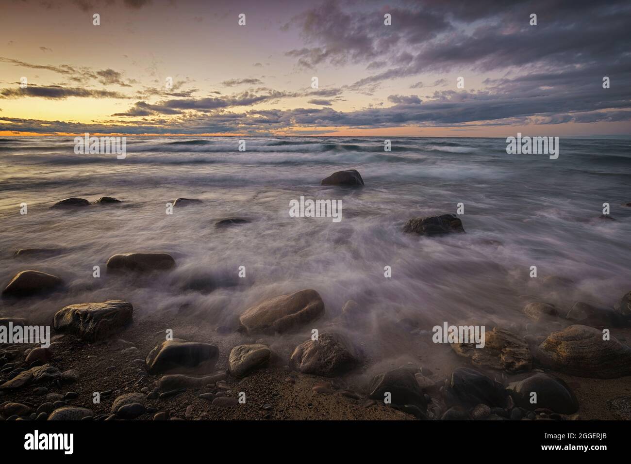 Sunset light at Pictured Rocks National Lakeshore Stock Photo - Alamy