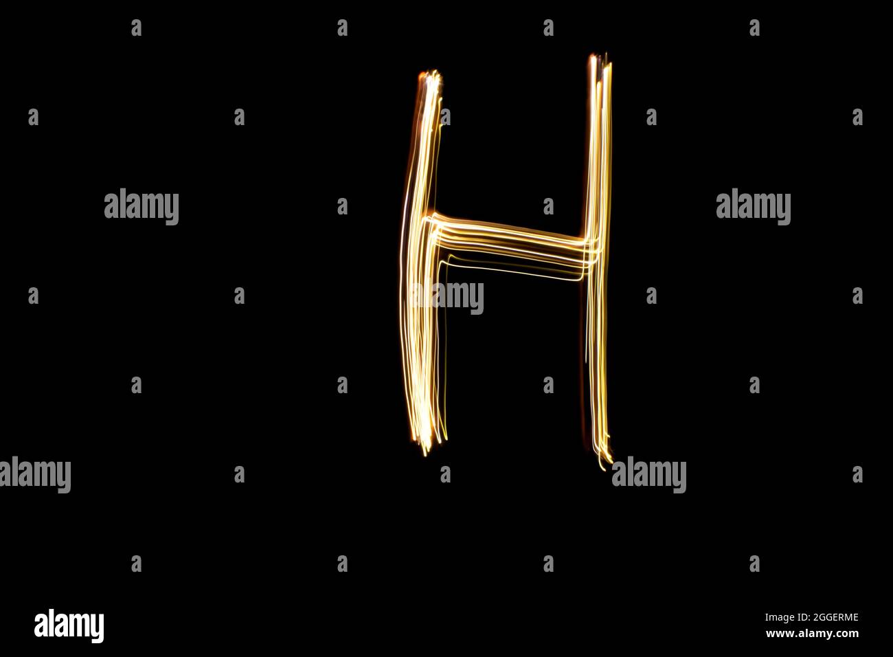 Letter H. Light painting alphabet. Long exposure photography. Drawn ...