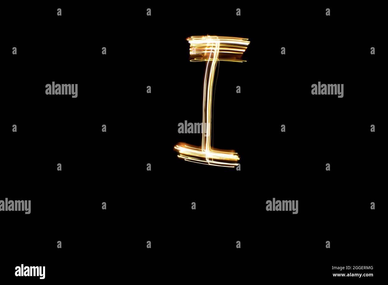 Letter I. Light painting alphabet. Long exposure photography. Drawn ...