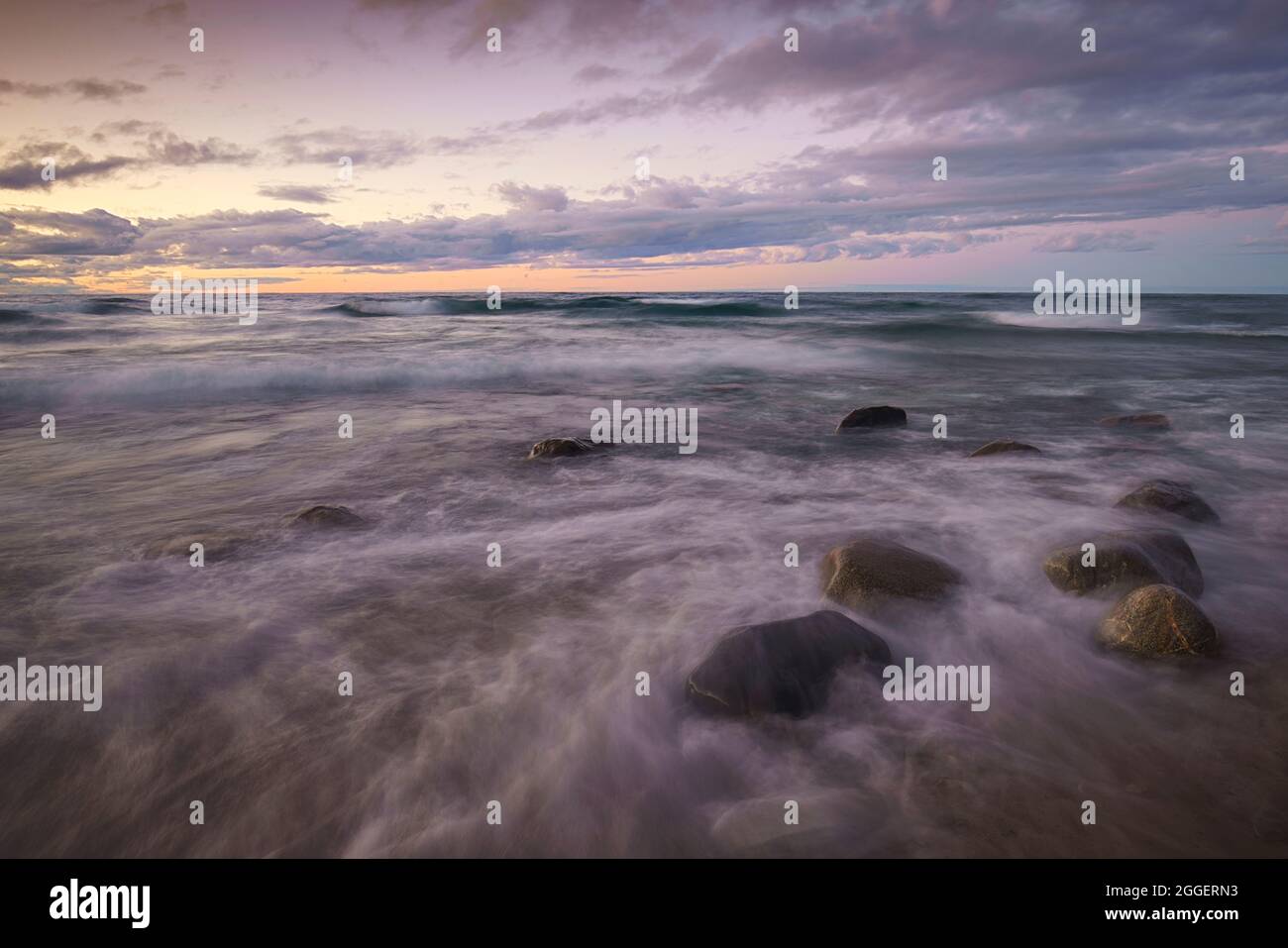 Sunset light at Pictured Rocks National Lakeshore Stock Photo - Alamy