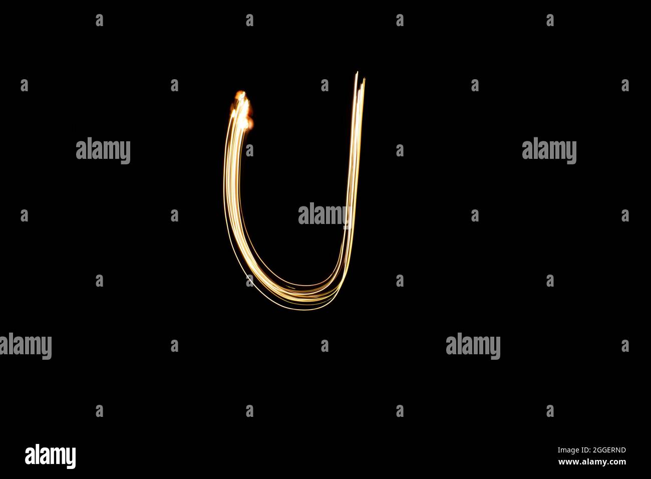 Letter U. Light painting alphabet. Long exposure photography. Drawn ...