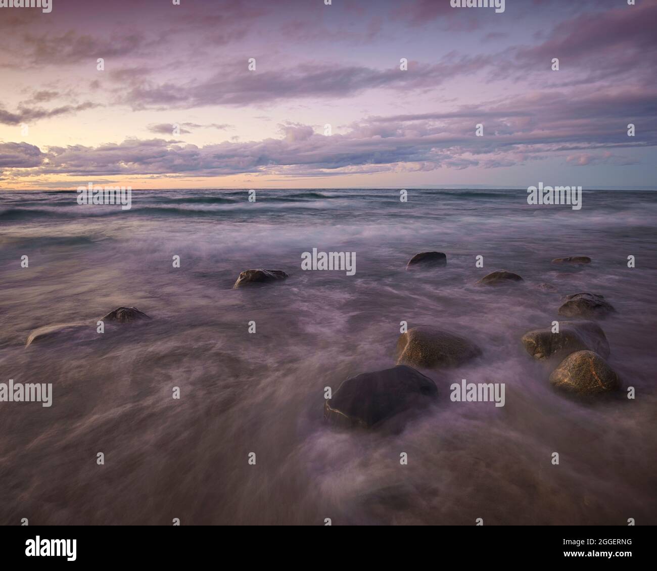 Sunset light at Pictured Rocks National Lakeshore Stock Photo - Alamy