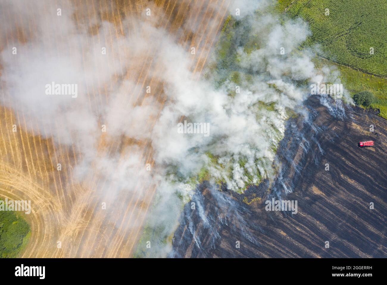 Aerial view of burning fields in a countryside Stock Photo - Alamy
