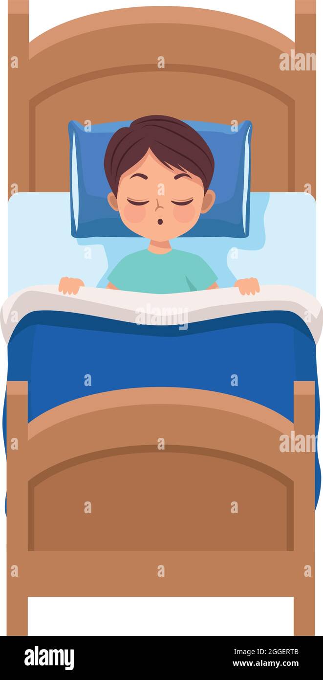 little boy sleeping in bed Stock Vector Image & Art - Alamy