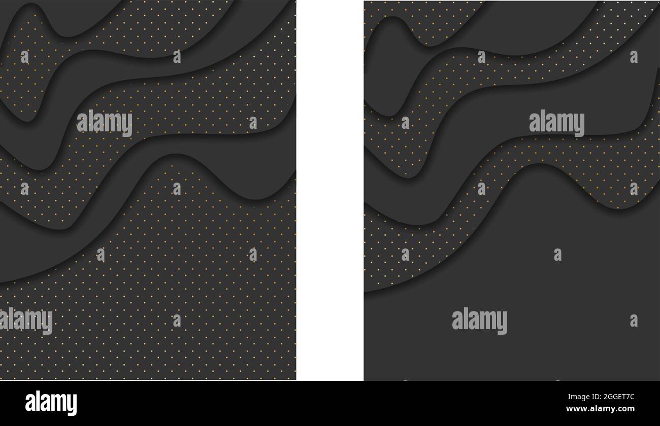 Black paper cut background. Abstract realistic papercut decoration ...