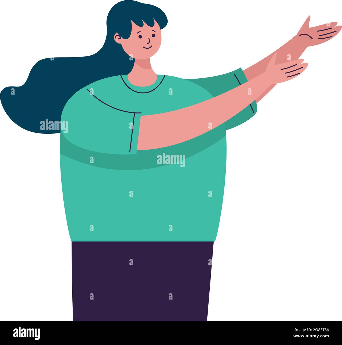 young woman lifting hands Stock Vector Image & Art - Alamy