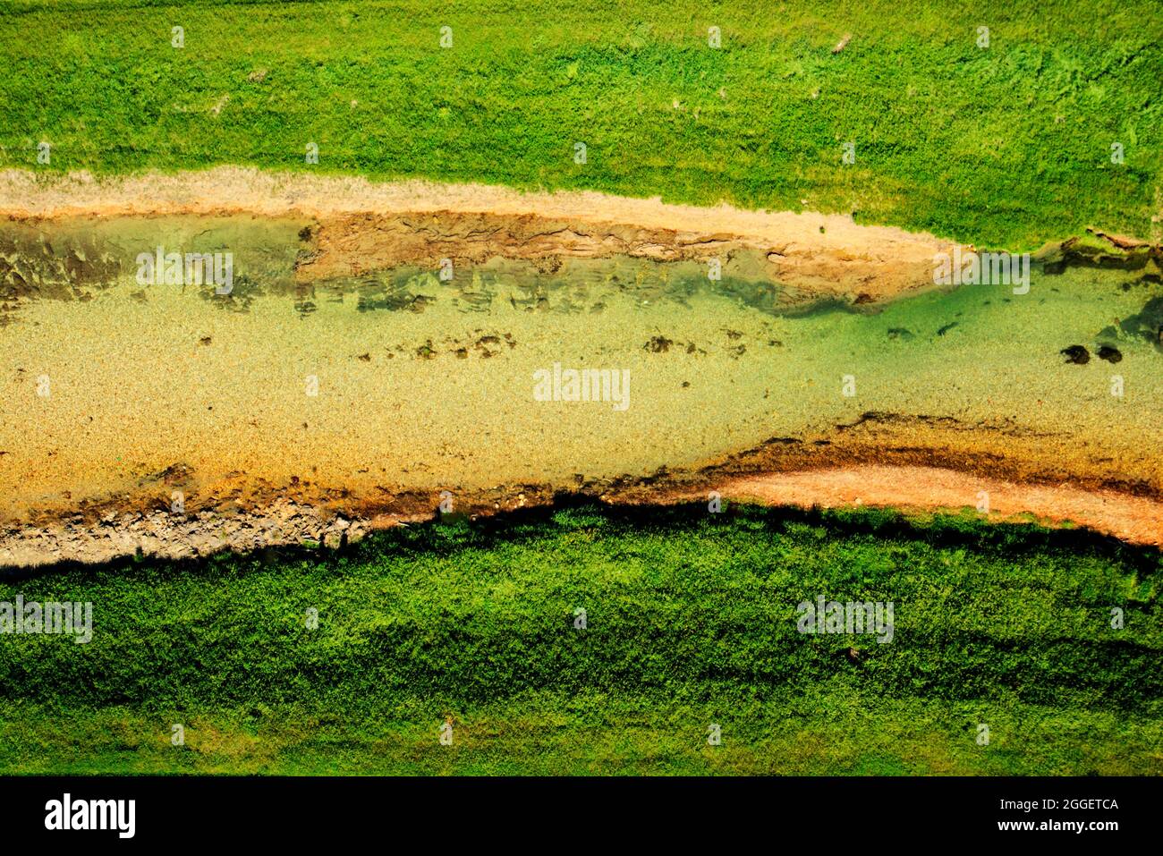 Top view with use of a drone of a river bed Stock Photo - Alamy