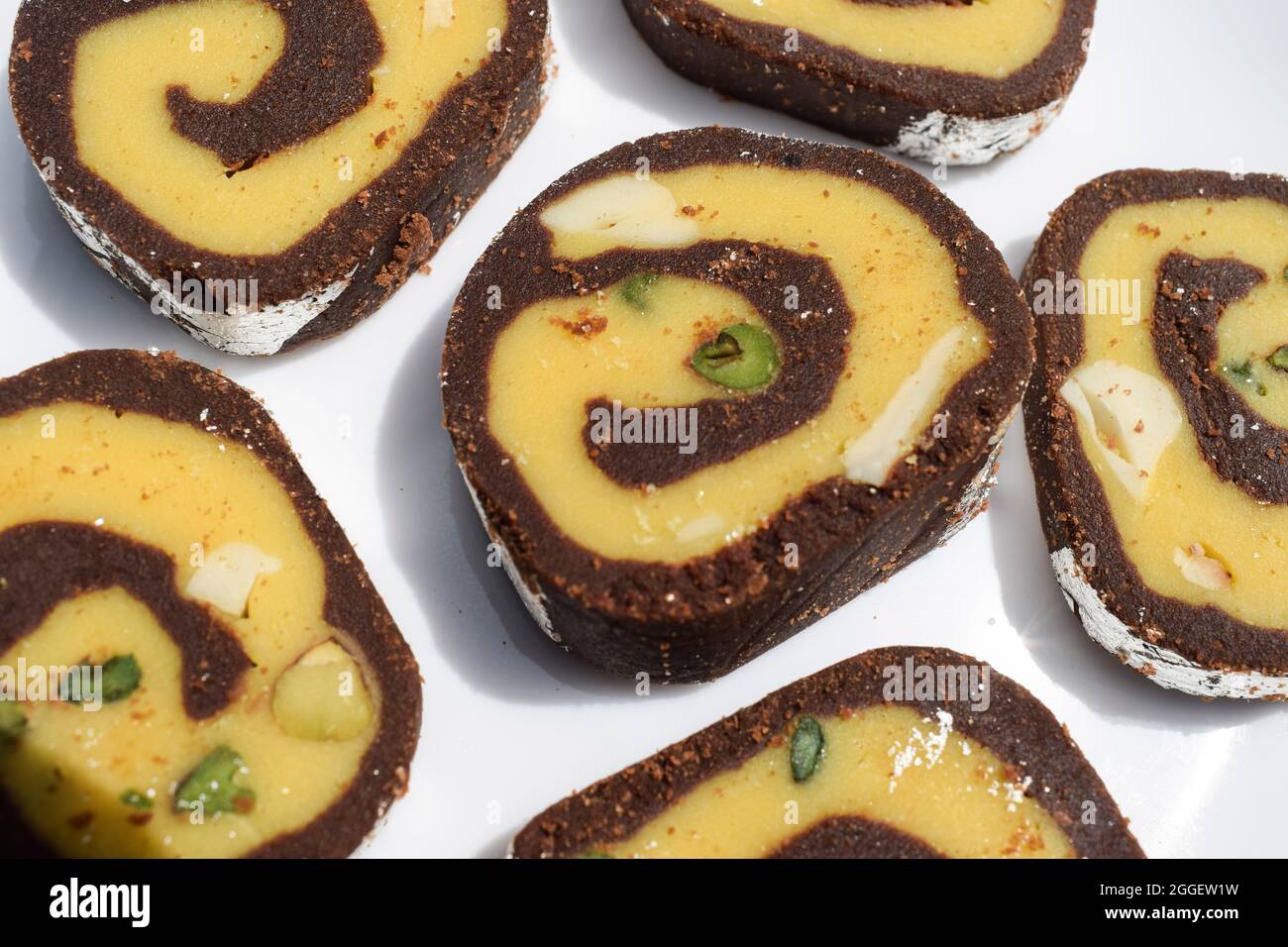 Indian Sweet Dish Called Chocolate Barfi Roll Burfi Is Milk Based