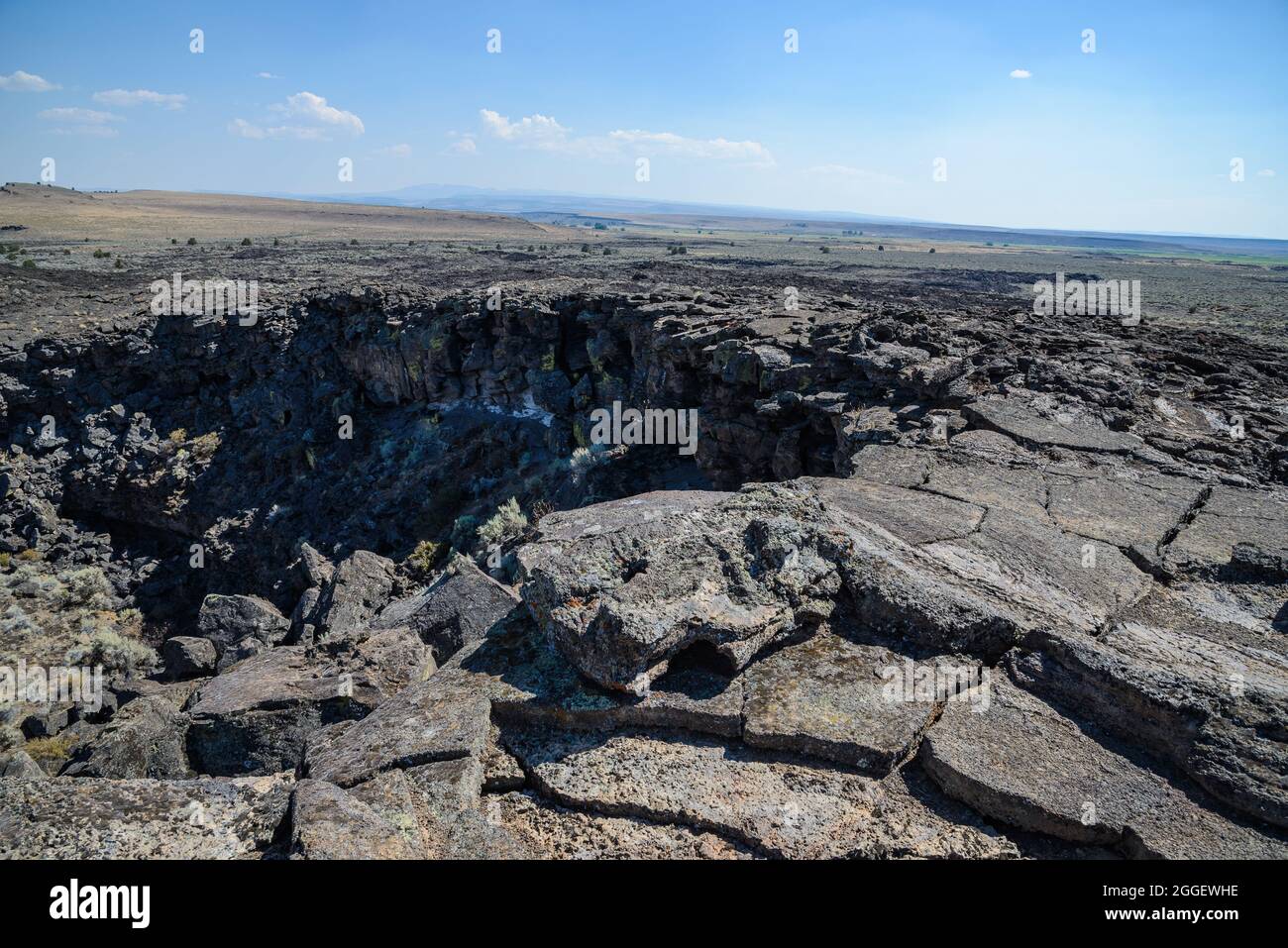 Volcanic crater and lava flow at Steens Mountain. Diamond, Oregon, USA ...