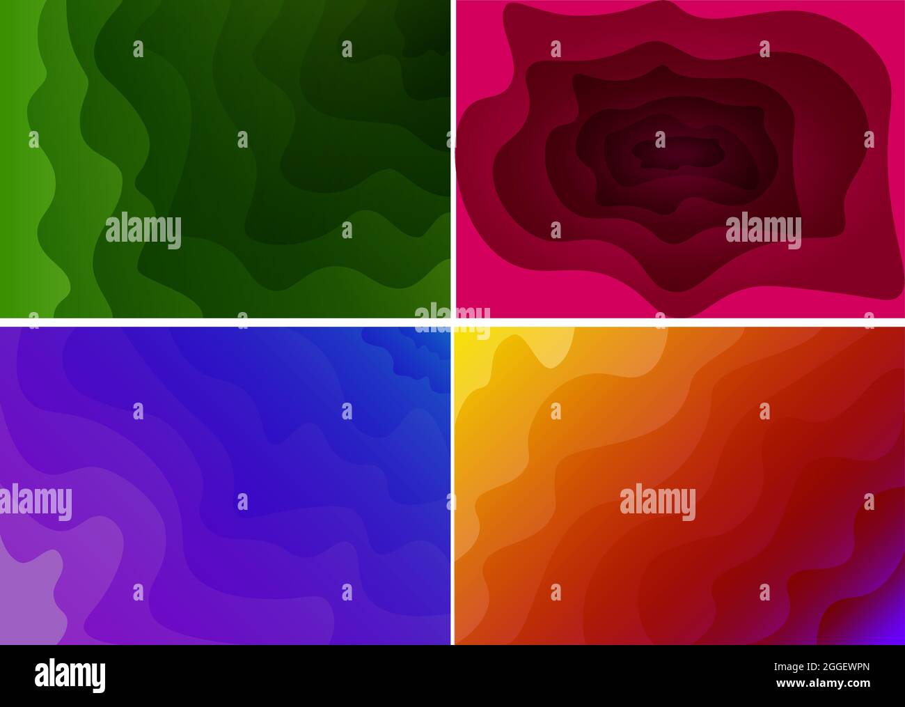 A4 abstract color 3d paper art illustration set. Contrast colors ...