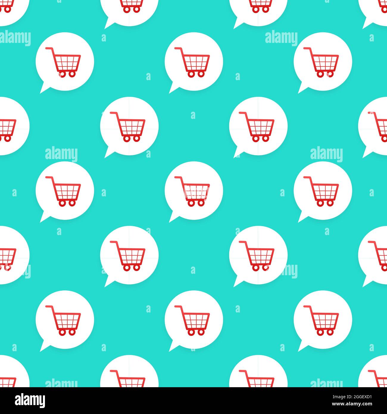 Shopping Cart icon pattern on green background. Vector illustration ...