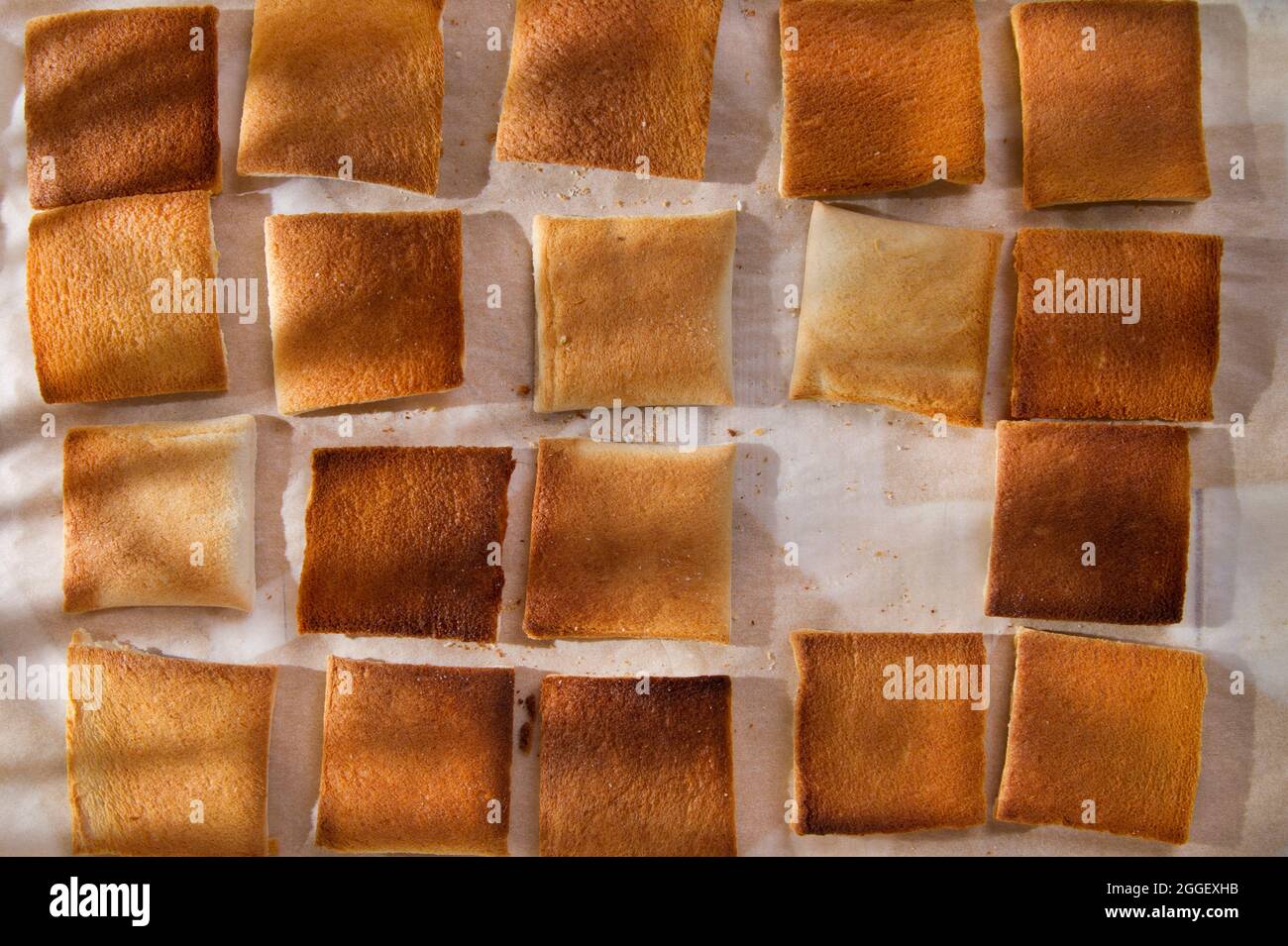Presentation of slices of freshly roasted and ready for breakfast Stock ...