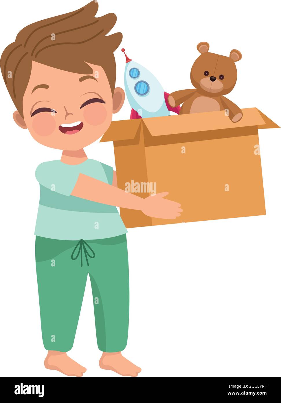 boy lifting toys box Stock Vector Image & Art - Alamy
