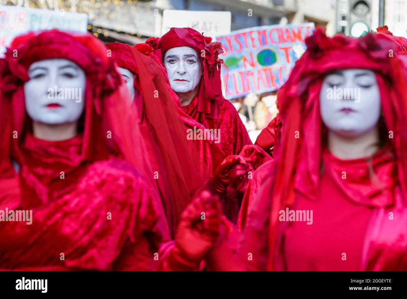 Extinction Rebellion Red Brigade protesters are pictured in Bath as ...