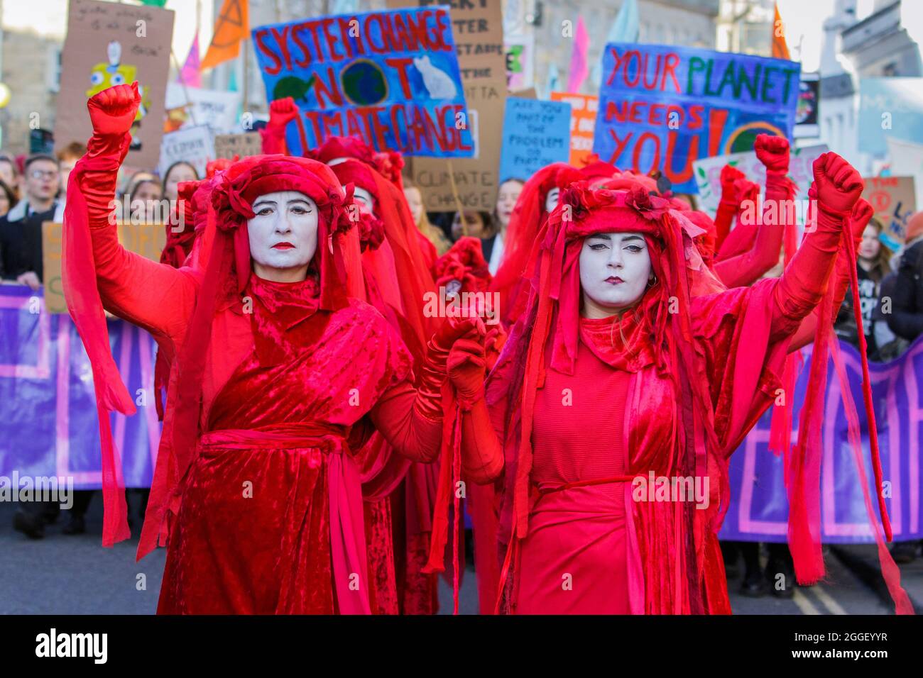 Extinction Rebellion Red Brigade protesters are pictured in Bath as ...